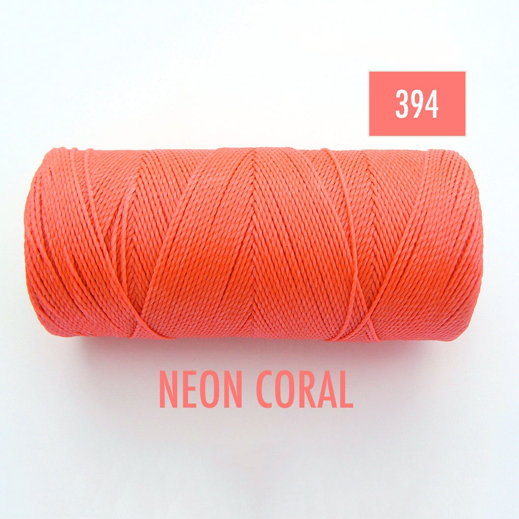 NEON CORAL Waxed Polyester String for Micro Macrame Jewelry | Etsy
