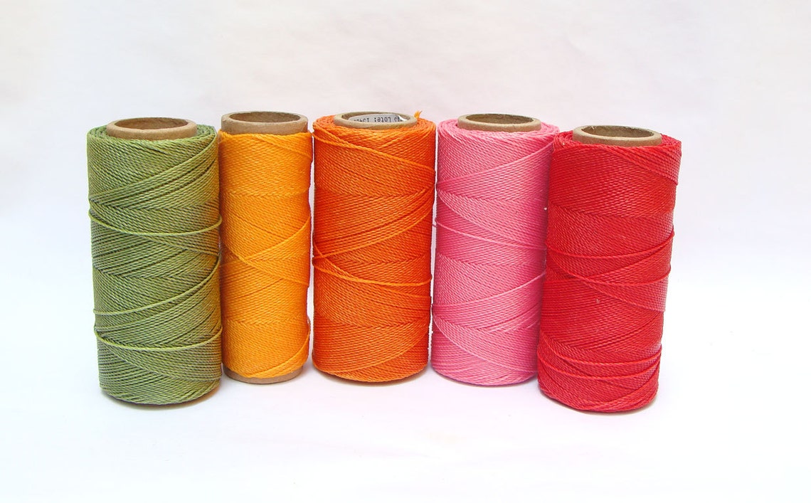 Knotting Cord - Macrame Thread - Waxed Polyester Cord - Set of 5 Colors ...