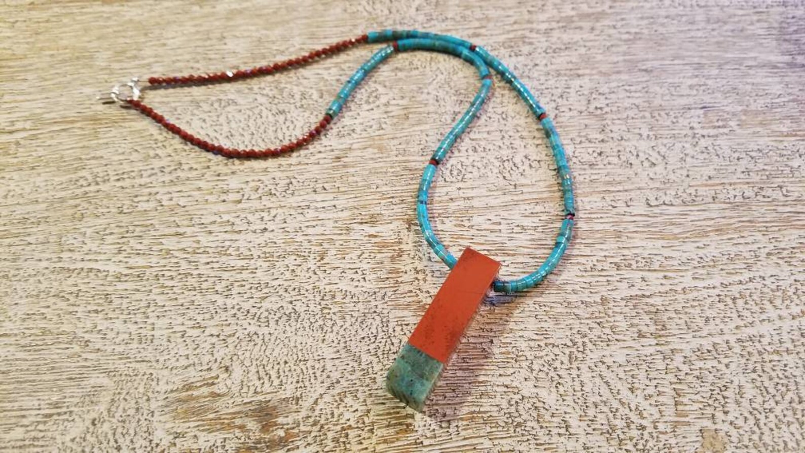 RED RIVER JASPER & Chrysocolla Pendant Necklace. Intarsia - Etsy
