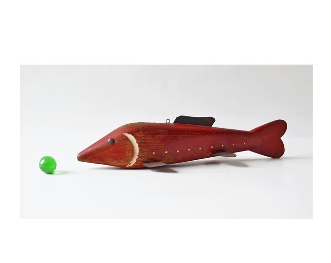 Vintage Fish Decoy Red Paint Wood and Metal Fishing Folk Art 12 1/2" - Etsy