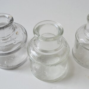 Lot of 3 Vintage Glass Ink Bottles Clear Glass - Etsy