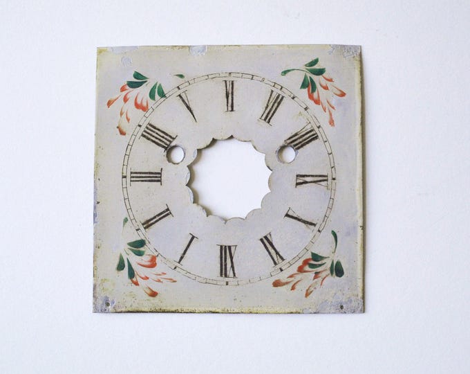 Antique Small Metal Clock Dial Clock Face Folk Art Connecticut 6 1/2" X ...