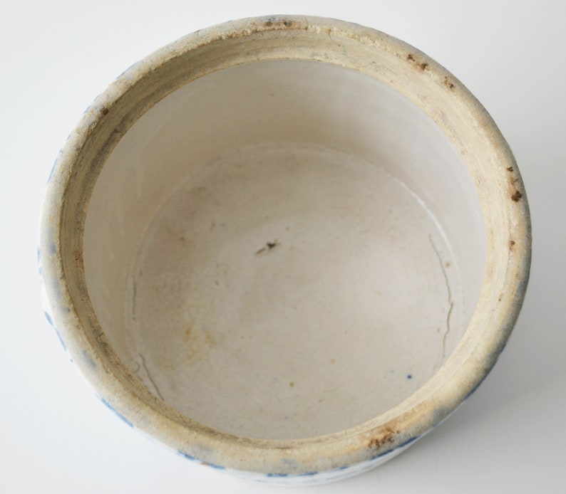 Antique Butter Crock Blue and White Spongeware - Etsy