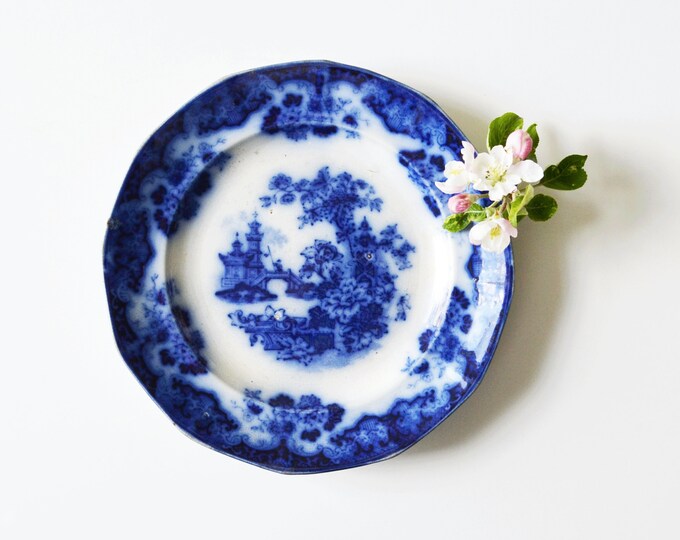 Antique Flow Blue Plate Marked "sobraon" 8.25 Inches - Etsy