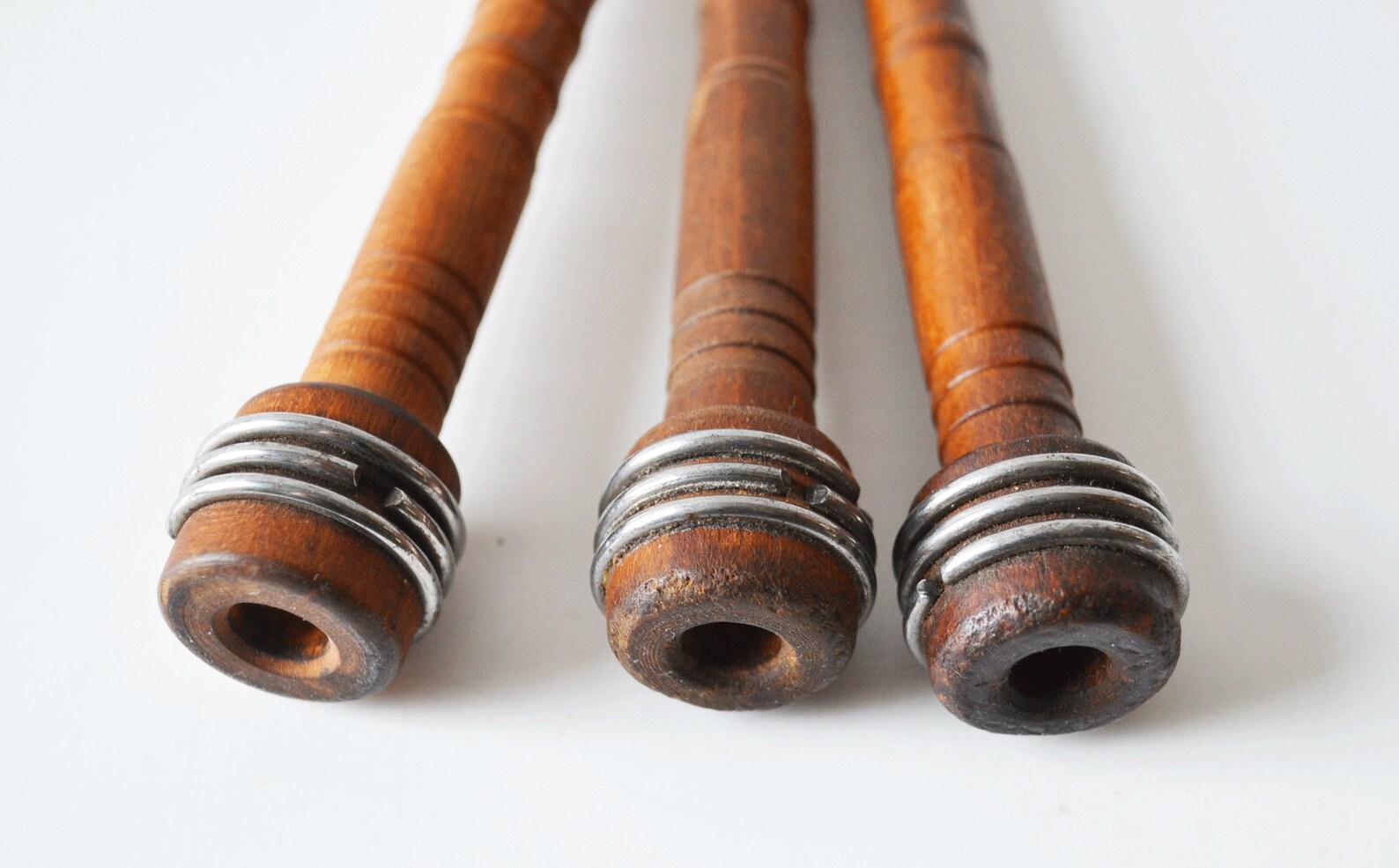 Lot of 3 Antique Wood Bobbin Spindles Spools Textile Mill - Etsy