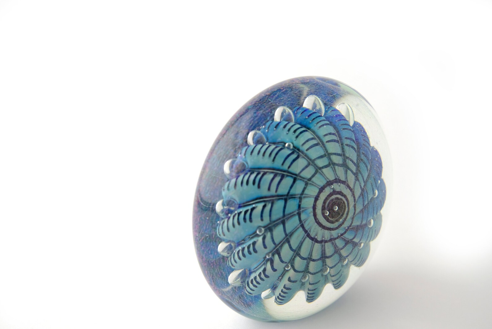 Vintage Art Glass Paperweight Signed Eickholt DNA Blue Green - Etsy