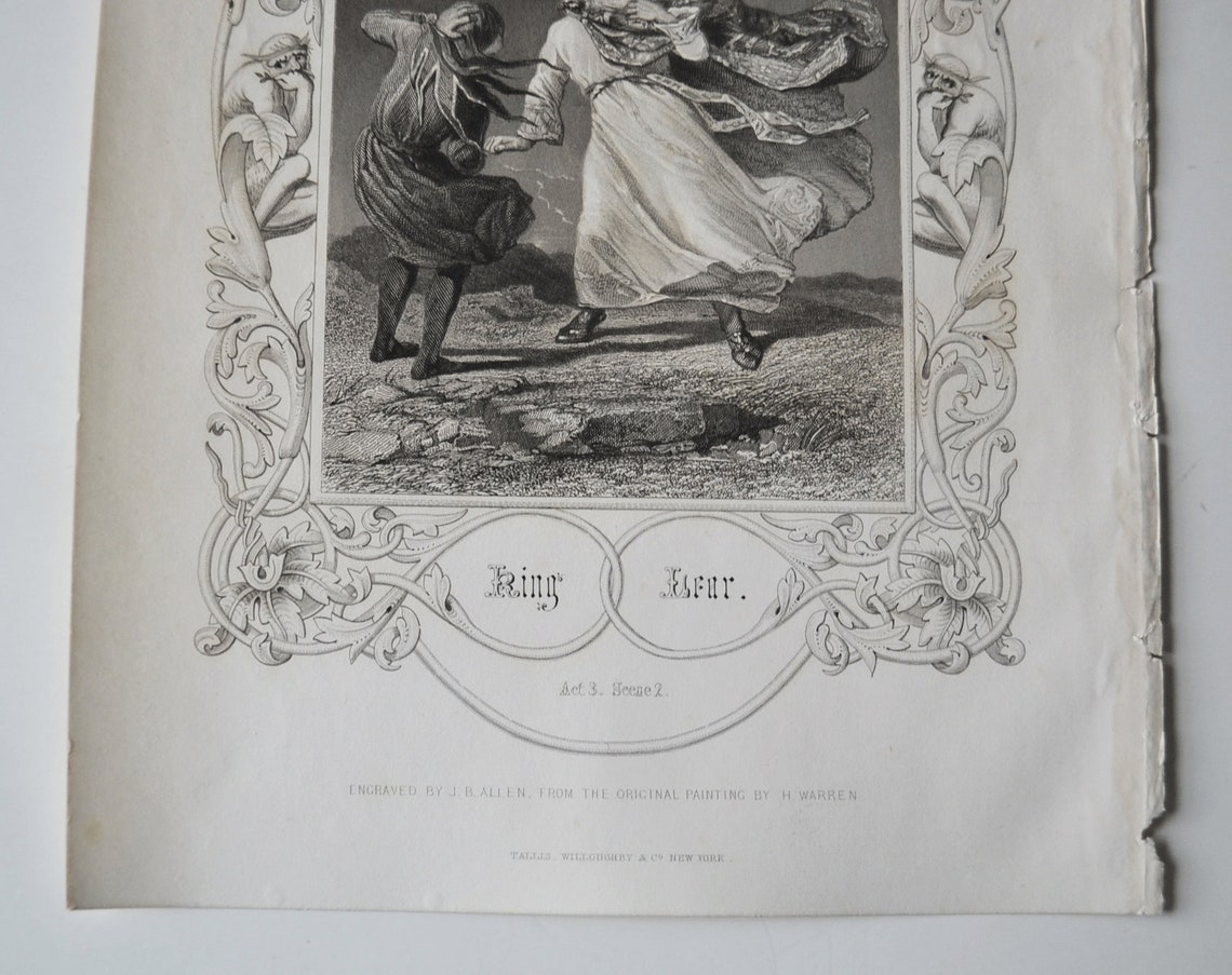 Antique Engraving of Shakespeare Play King Lear 1850 - Etsy