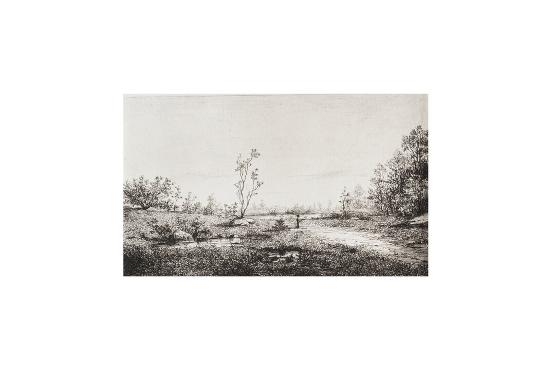 Antique Etching by Charles Walker Signed Chine Colle Landscape - Etsy