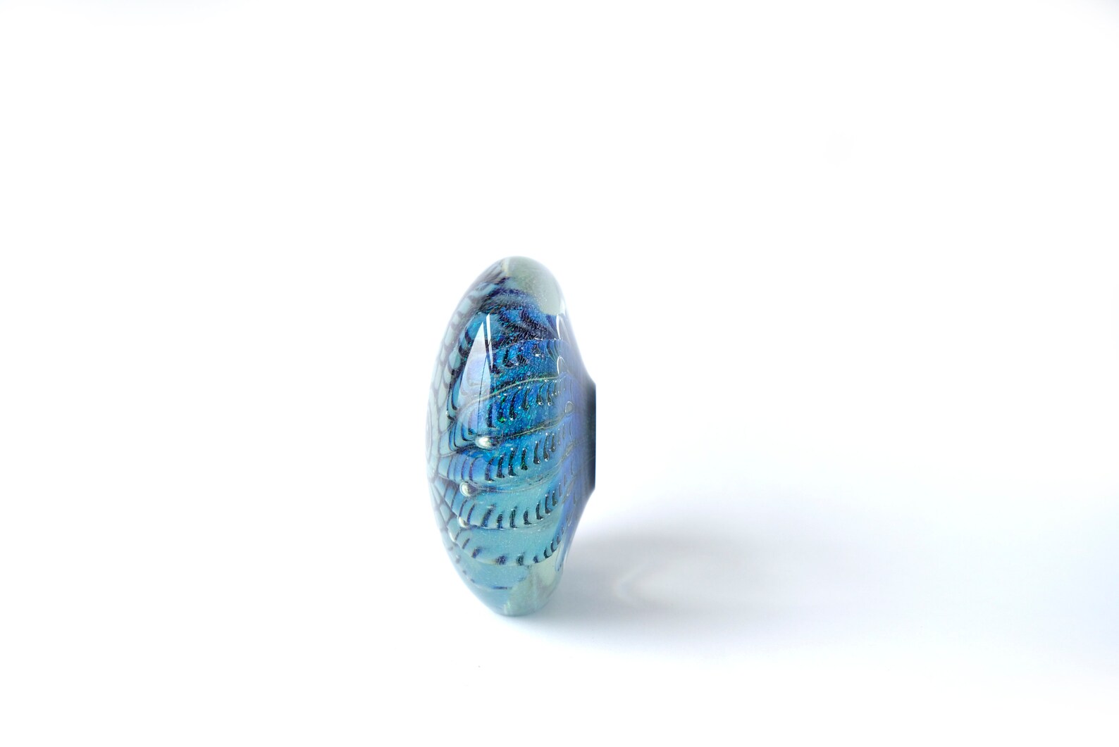 Vintage Art Glass Paperweight Signed Eickholt DNA Blue Green - Etsy