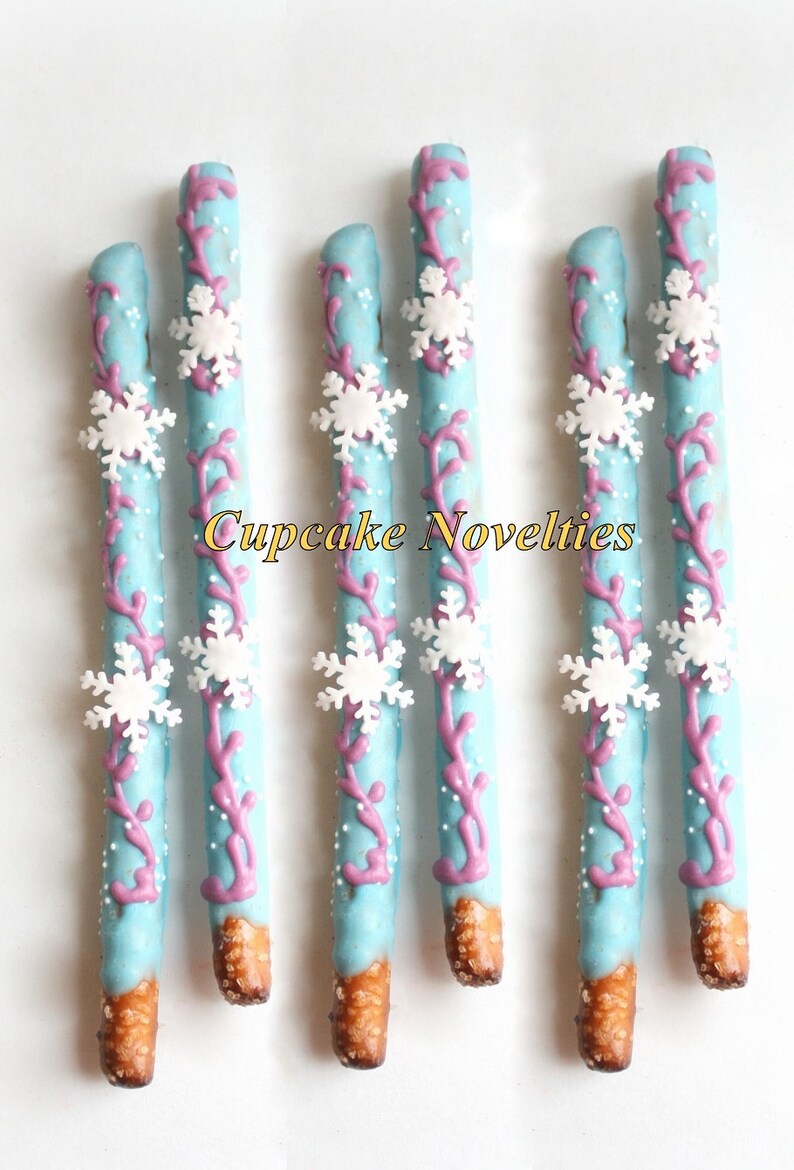 Snowflake Birthday Purple Blue Chocolate dipped Pretzels | Etsy
