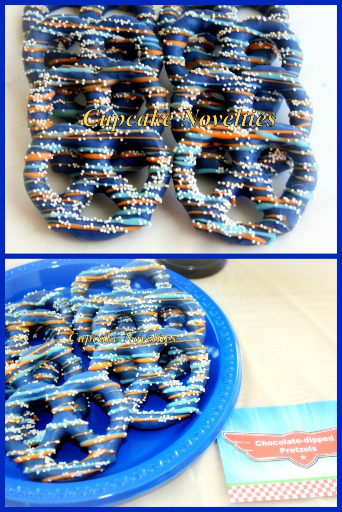 Planes Birthday Airplane Orange Blue Chocolate Dipped Pretzels - Etsy