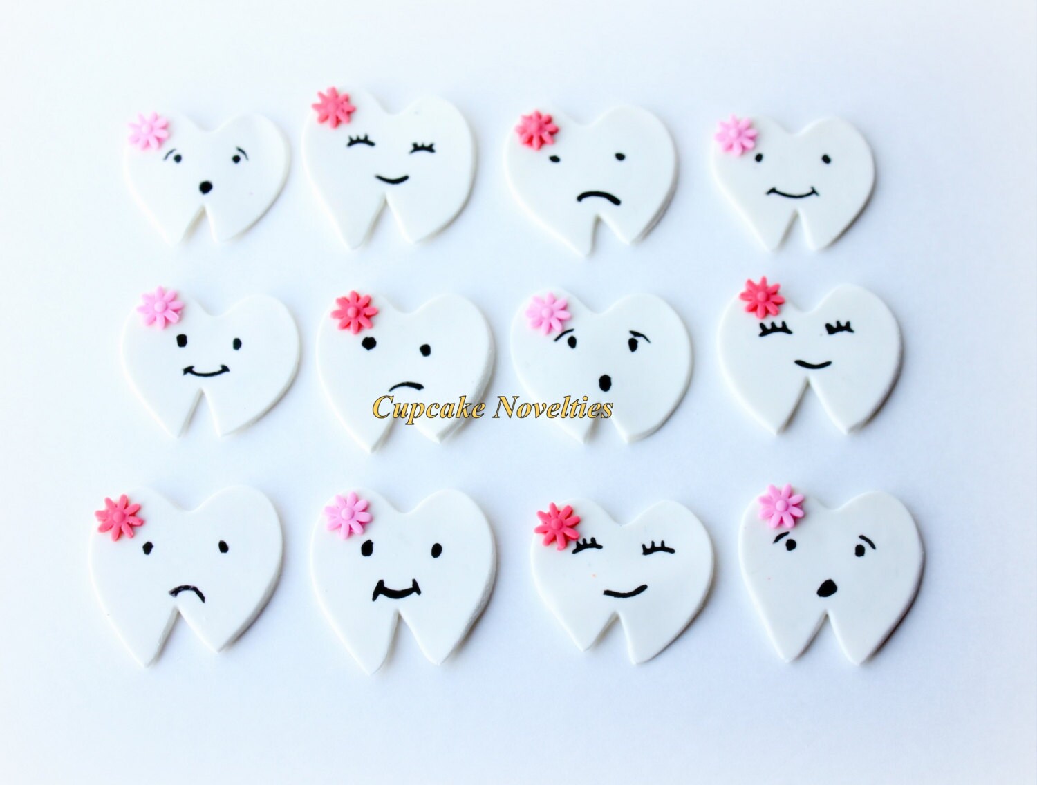 Dentist Gift Fondant Teeth Tooth Cupcake Toppers DIY Cupcakes - Etsy