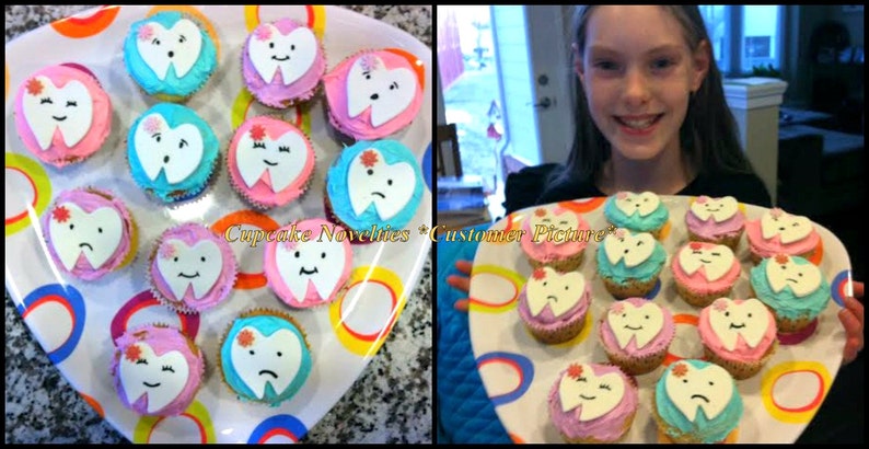 Dentist Gift Fondant Teeth Tooth Cupcake Toppers DIY Cupcakes - Etsy