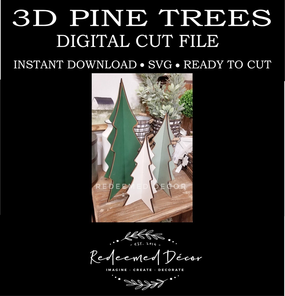 3D Slotted Trees Christmas Decor SVG File Laser Cut File Wood Decor DIY ...