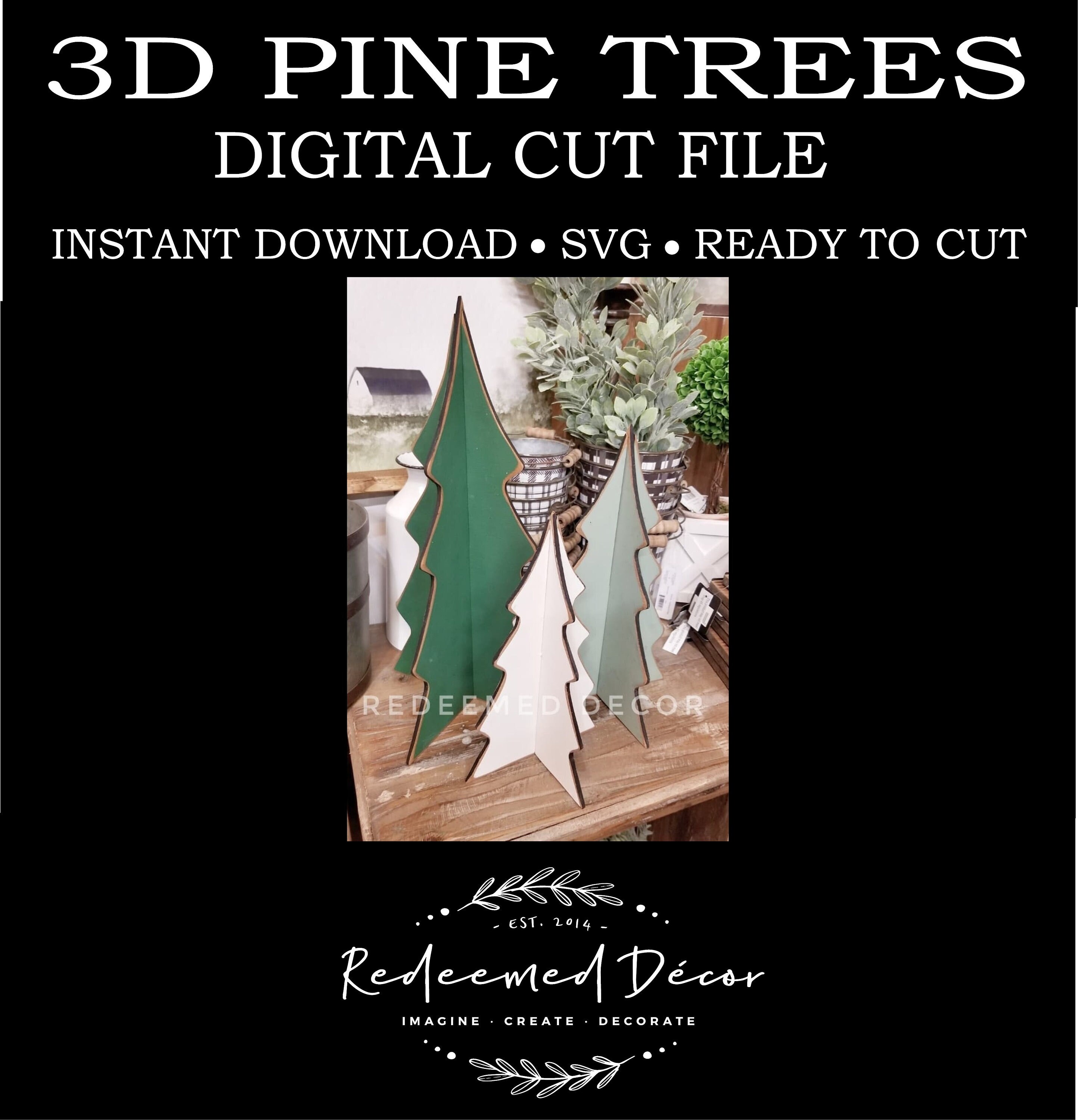 3D Slotted Trees Christmas Decor SVG File Laser Cut File - Etsy