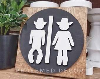 Cowboy Bathroom Sign - Etsy
