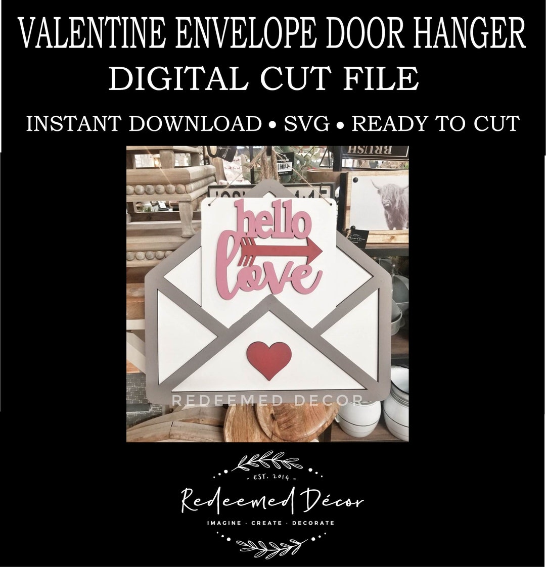 Valentine Envelope Door Hanger SVG Digital File - Etsy
