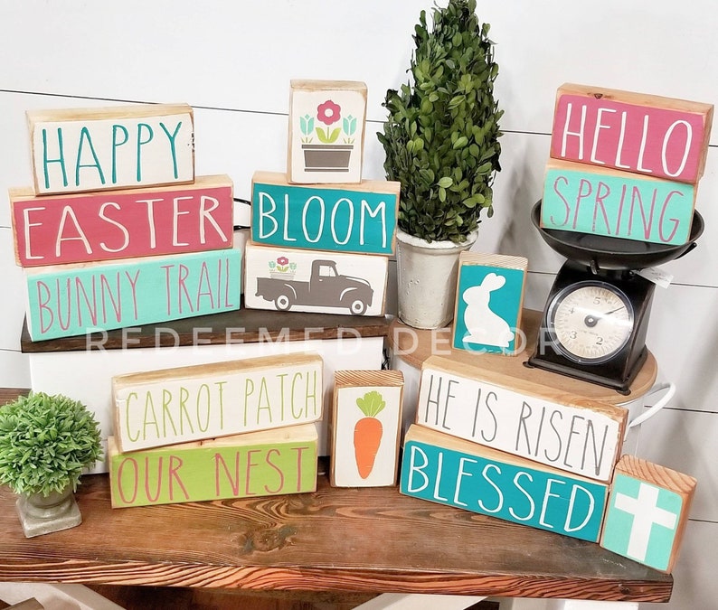 SVG FILE Rae Dunn Inspired Easter/ Spring Block Signs | Etsy