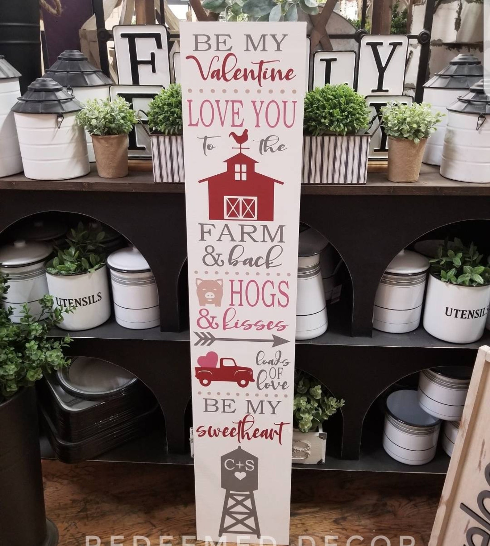 Farmhouse Personalized Valentines Tall Porch Sign STENCIL | Etsy