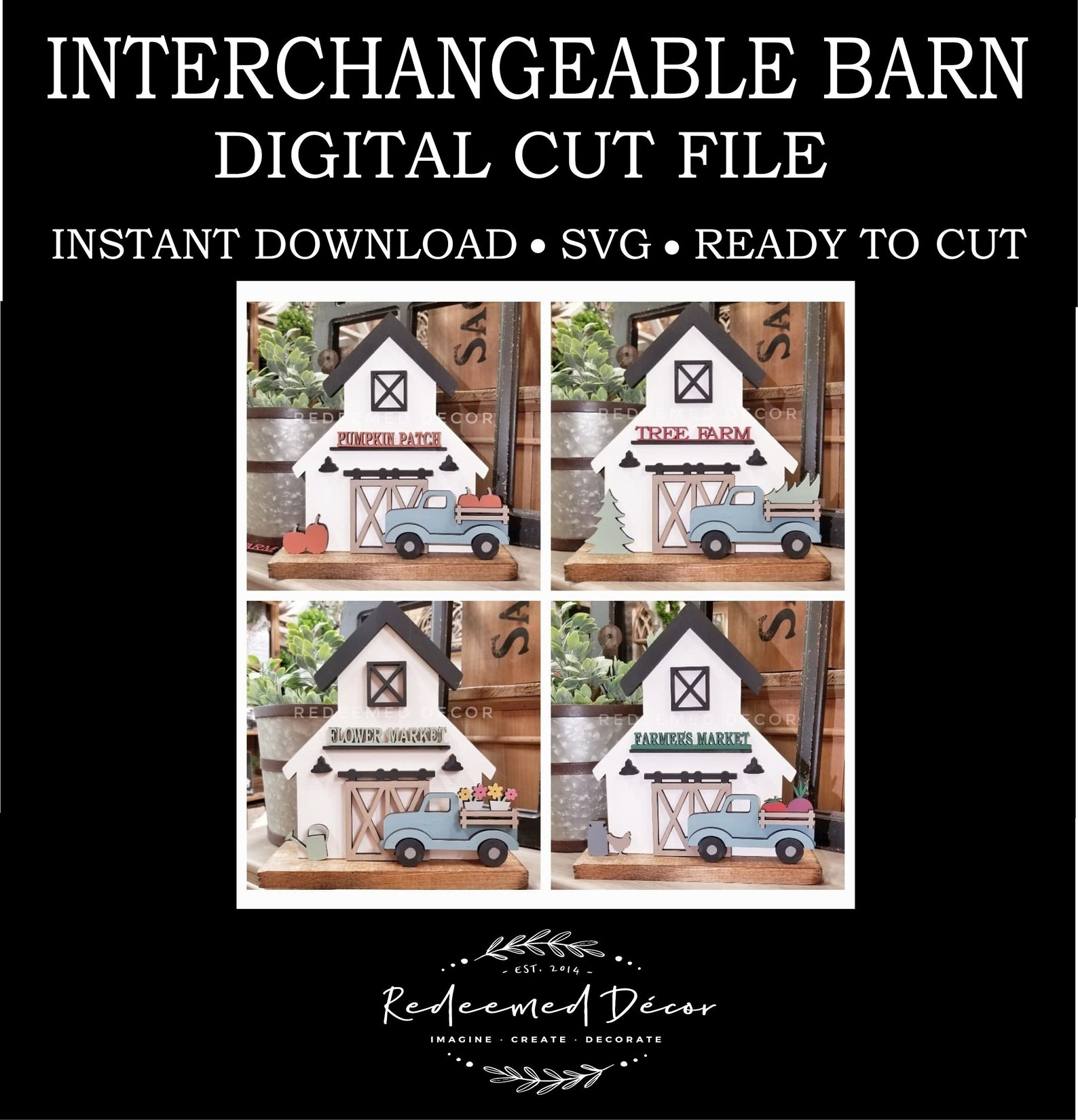 Interchangeable Barn Christmas Decor SVG File Laser Cut - Etsy