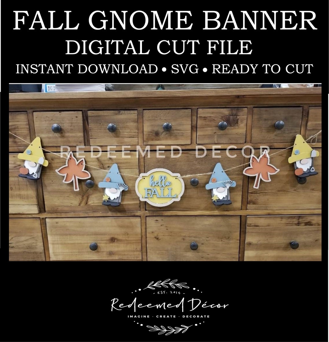 Fall Gnome Banner SVG File Laser Cut File Fall Wood Decor DIY - Etsy
