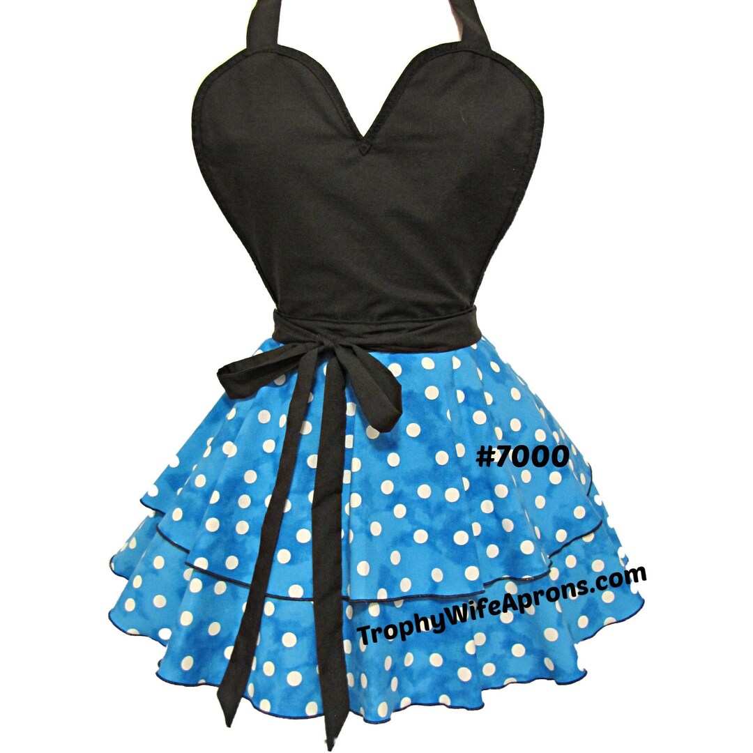 7000 Blue Polka Dot Pinup Apron, Sexy Apron, Flirty Apron, Sexy Retro ...