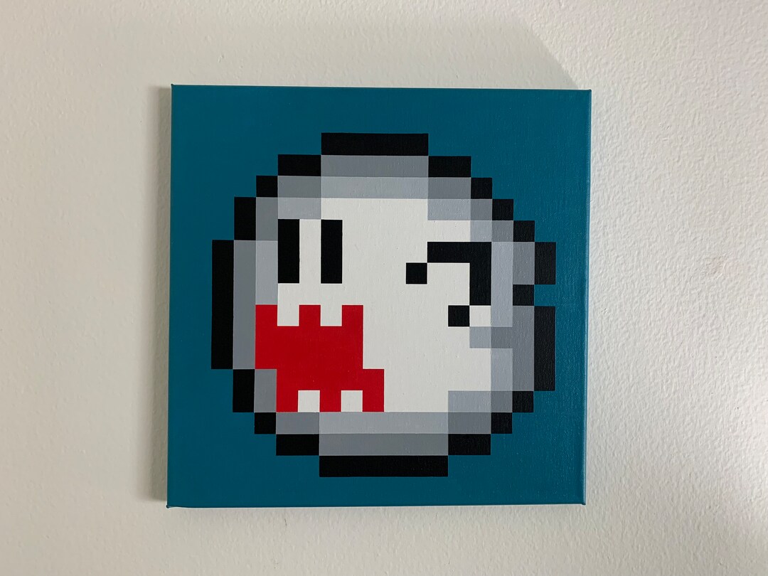 Pixel Art Inspired by the Boo Ghost in Super Mario World, SNES, Hand ...