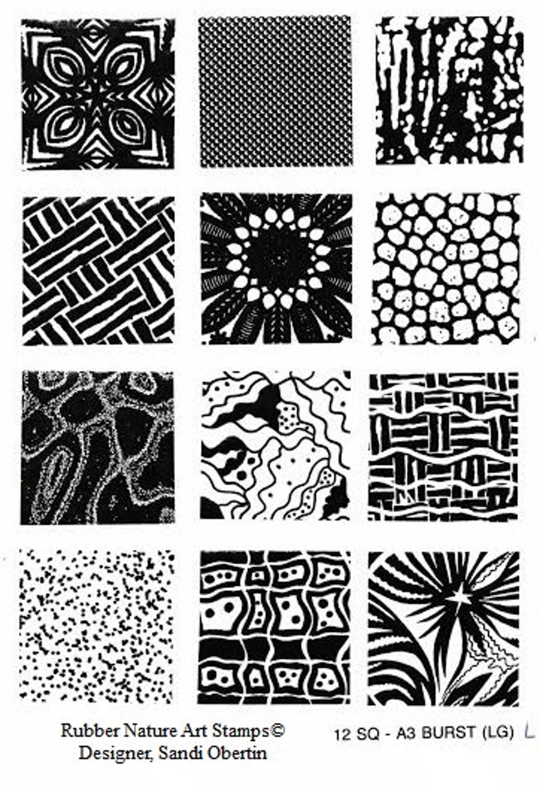 12 Deep Etched Unmounted Texture Rubber Stamps Designs for Stamping ...