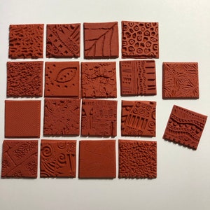 18 Assorted 1" Deep Etched Texture Rubber Art Stamps Flexible ...