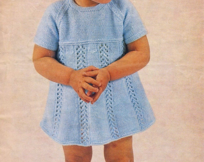 Vintage Baby Knitting Pattern Girl's Knitted Dress PDF | Etsy