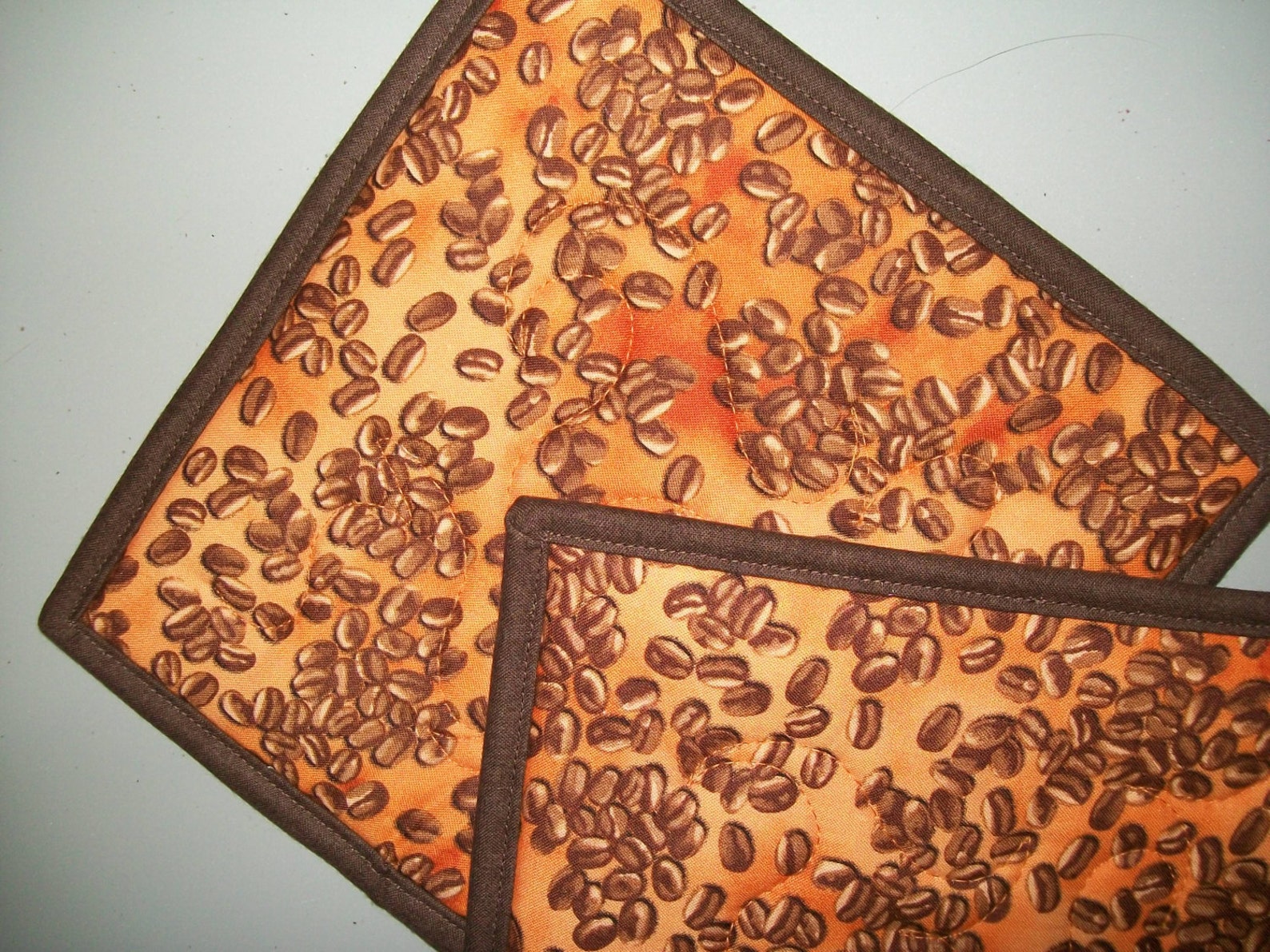 Coffee Hot Pad Terra Cotta Brown Turquoise Gold Orange - Etsy