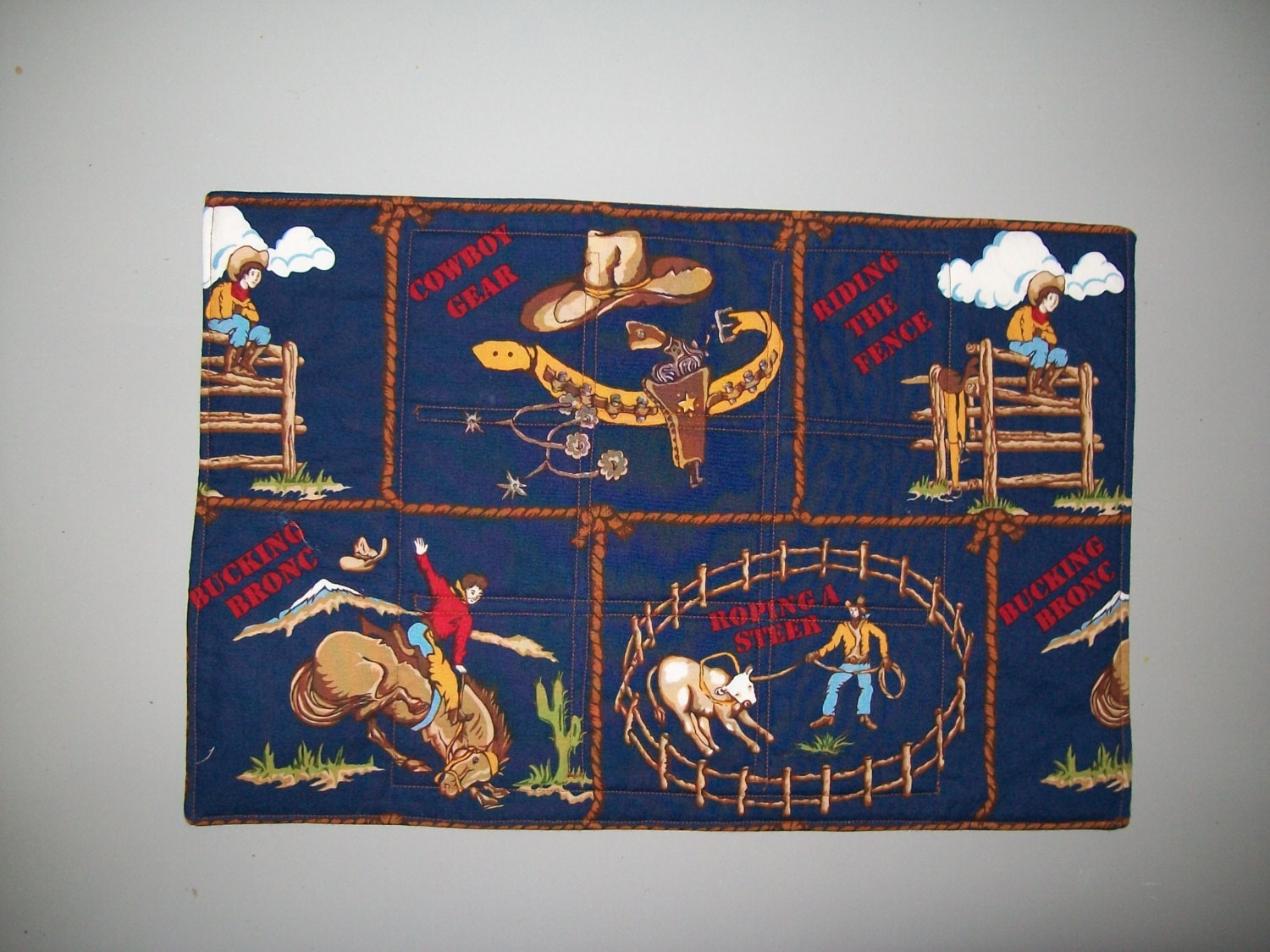 Tic Tac Toe Placemat reversible cowboy place mat coin game | Etsy