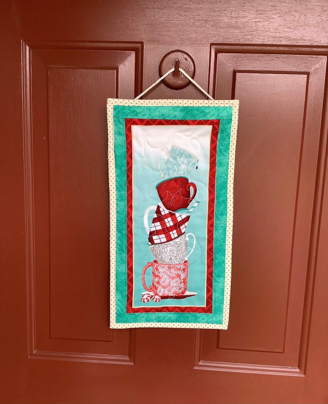 Hot Chocolate Peppermint Wall Hanging Stacked Coffee Cup Decor Narrow ...
