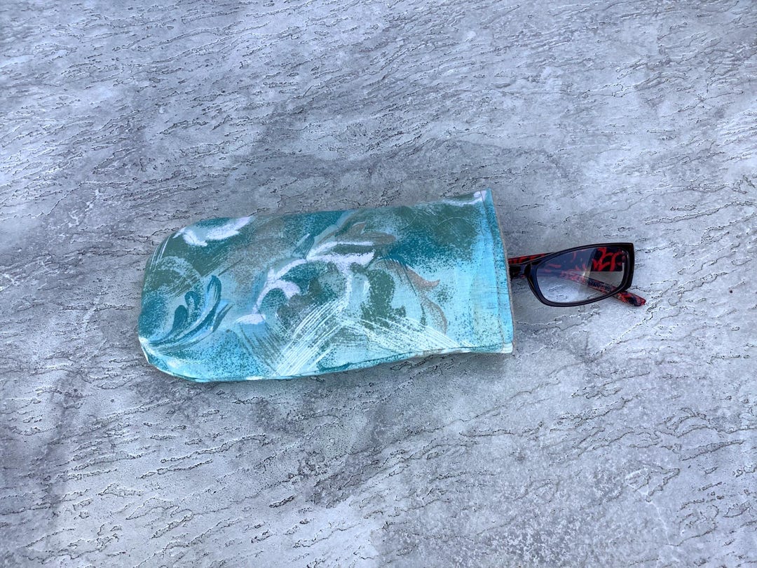 Turquoise Eyeglass Case - Aqua Blue Taupe Beige - Felt Lined Quilted ...