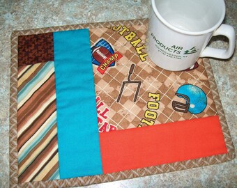 Football Mug Rug | Etsy