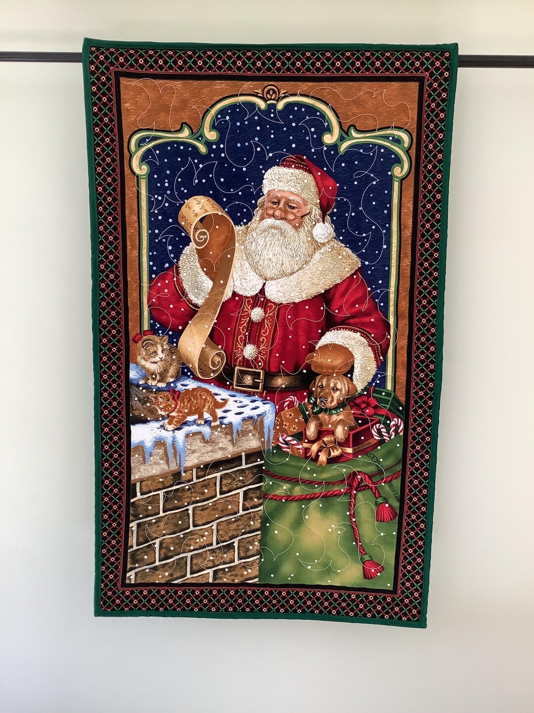 Santa Wall Hanging - Christmas Quilted Door Hanging - Santa on the ...