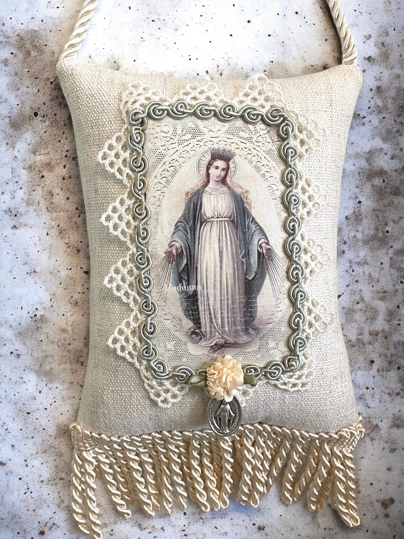 Miraculous Medal Blessed Virgin Mary Door Pillow, Religious Gift for ...
