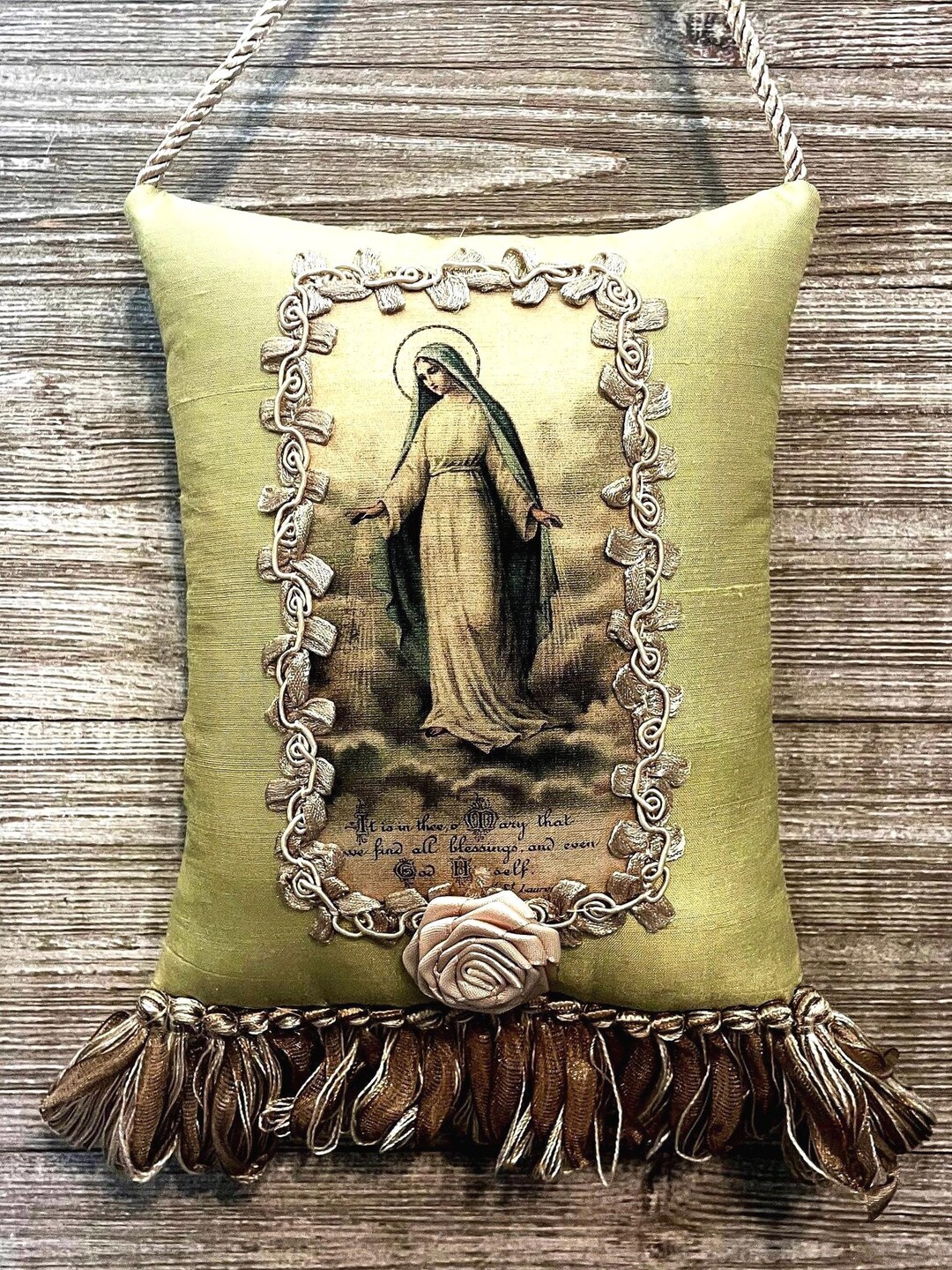Blessed Virgin Mary Scented Hanging Sachet…handmade Home Decor Green ...