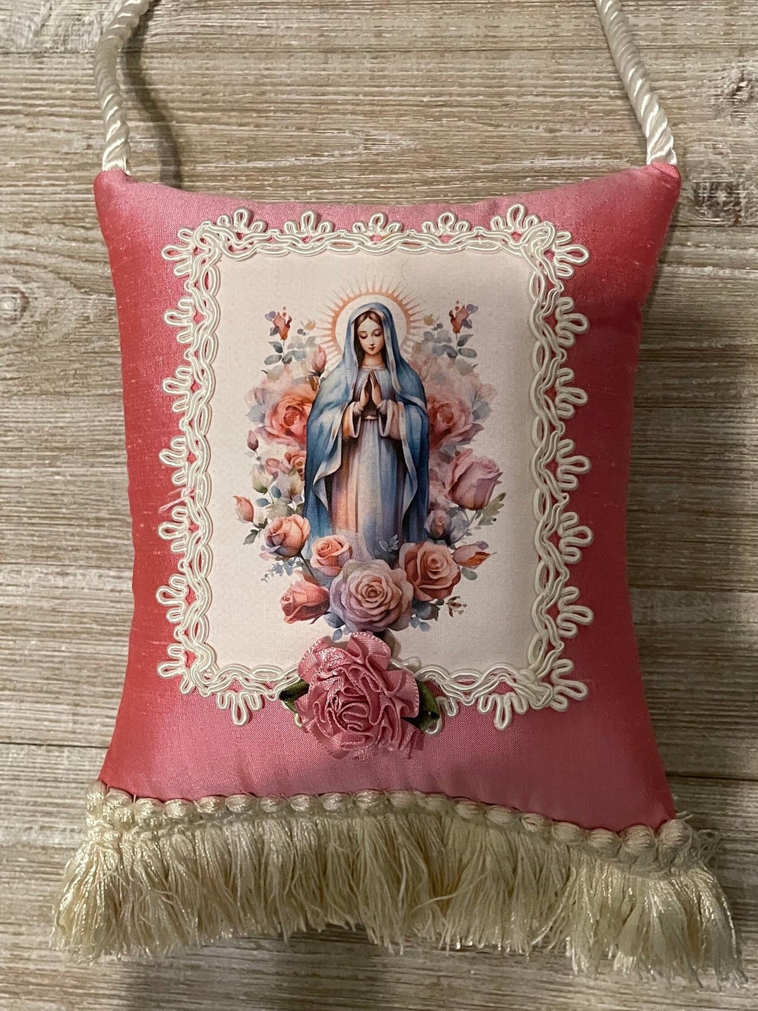 Praying Virgin Mary Scented Hanging Sachetpeach Silk Pillow Sachet ...