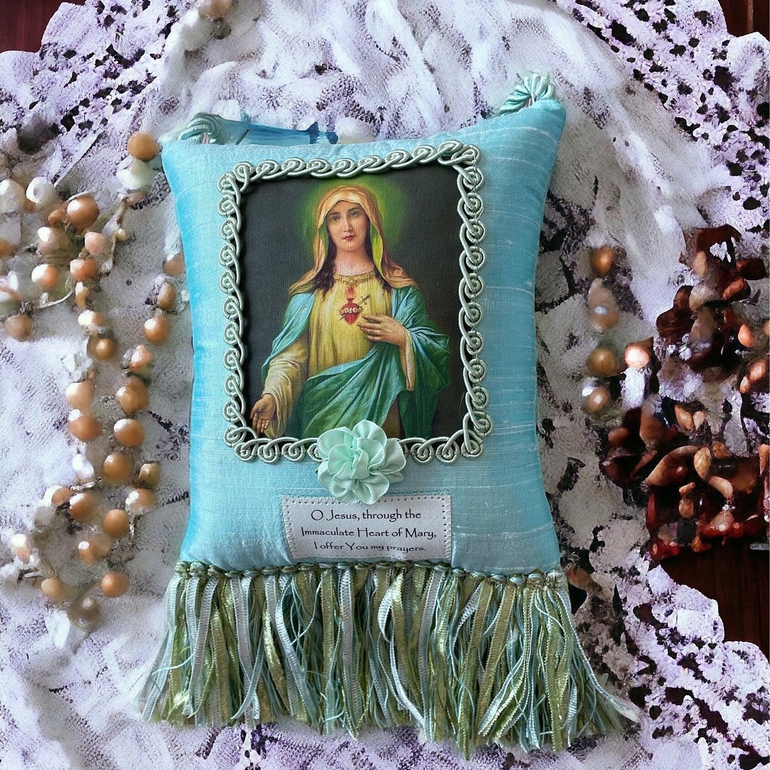 Immaculate Heart of Mary Scented Hanging Sachet… Home Decor Aqua Silk ...