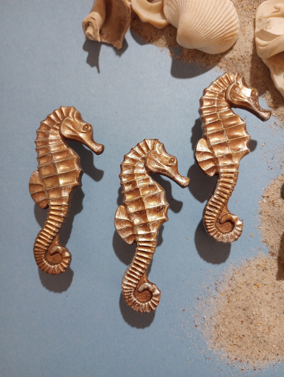 Seahorse Drawer Pulls/ Handles, set of 3, 1960's, Coastal, Beachy ...