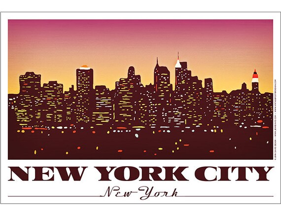 New York City Manhattan Skyline Poster | Etsy