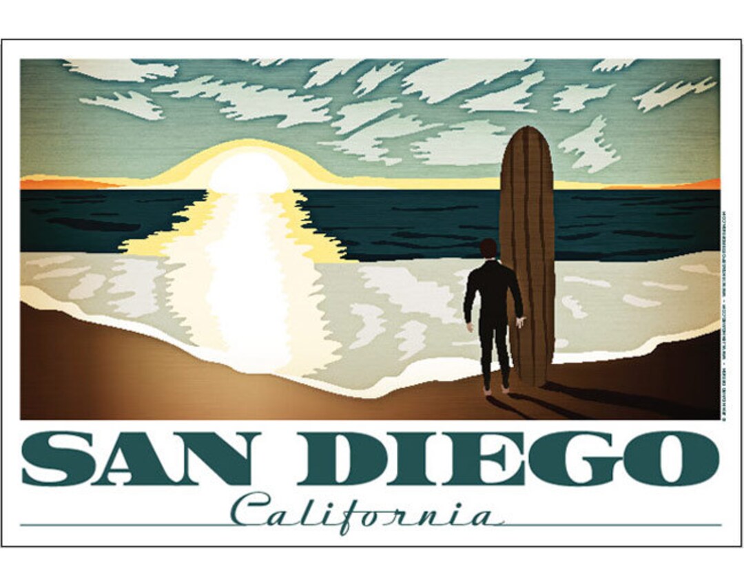 San Diego, California Longboard Poster - Etsy