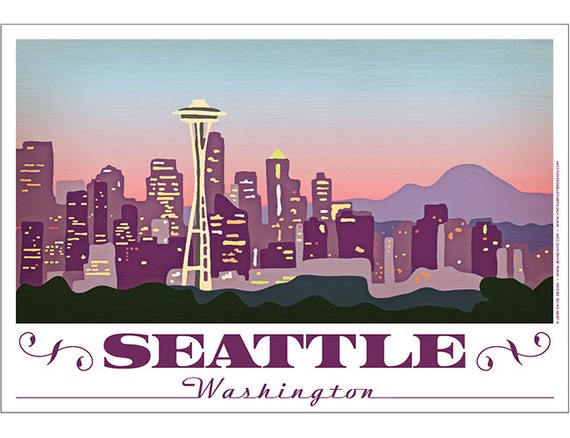 Seattle Skyline Poster | Etsy