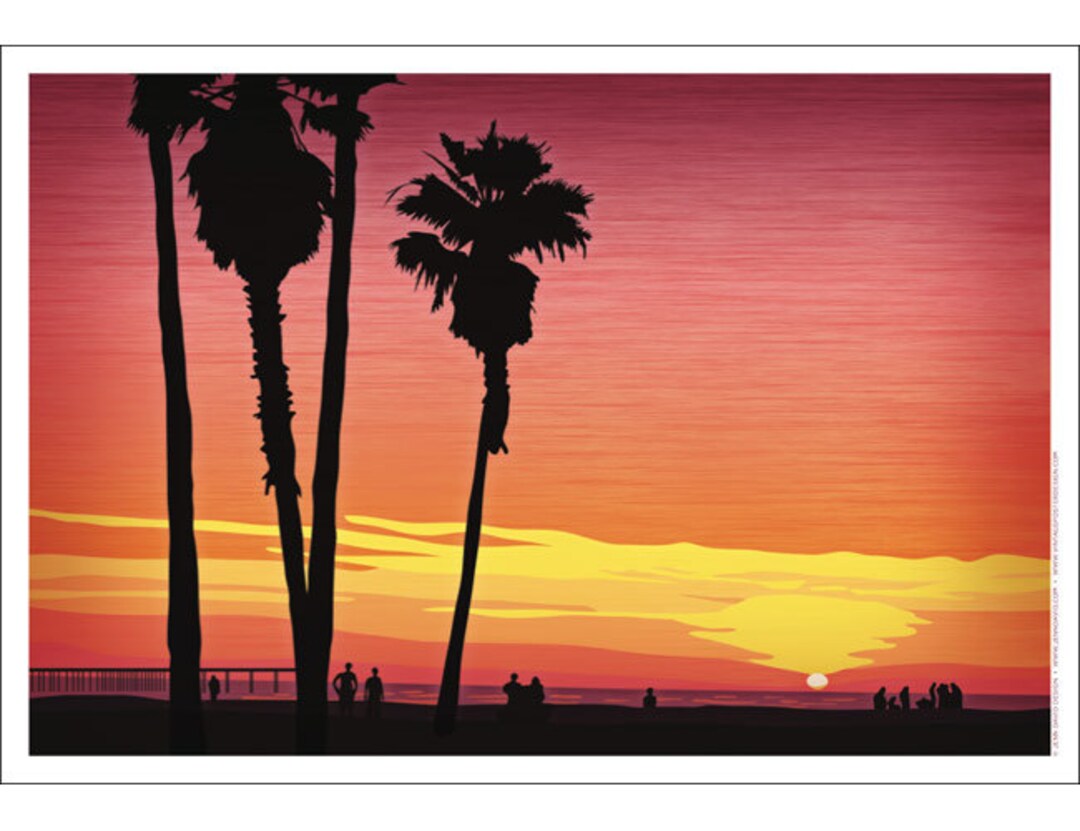 Palm Tree Sunset Poster - Etsy