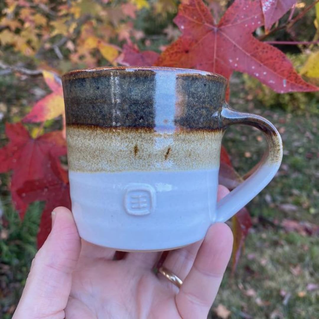 Moss Green and White Stoneware Pottery Coffee Mug - Etsy