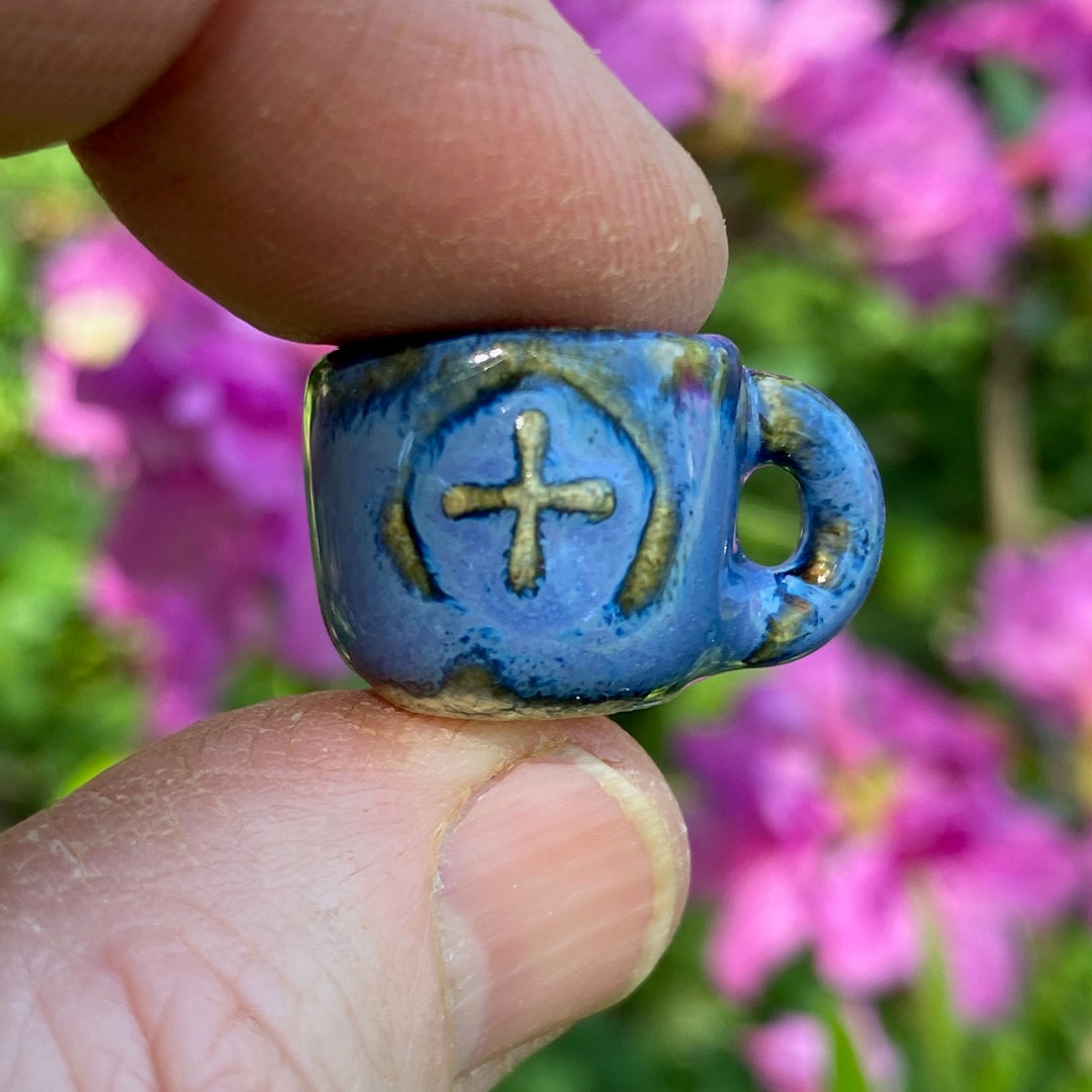 Tiny Blue Stoneware Pottery Mug - Etsy