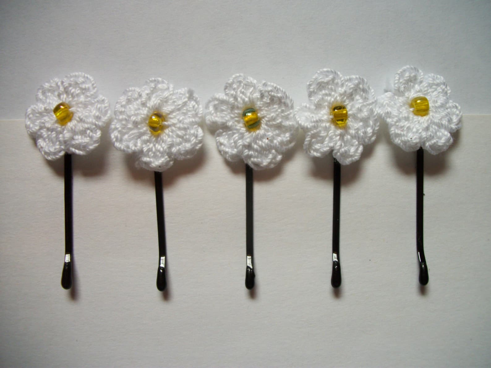 Crochet Flower Hair Pins Set of 5 | Etsy