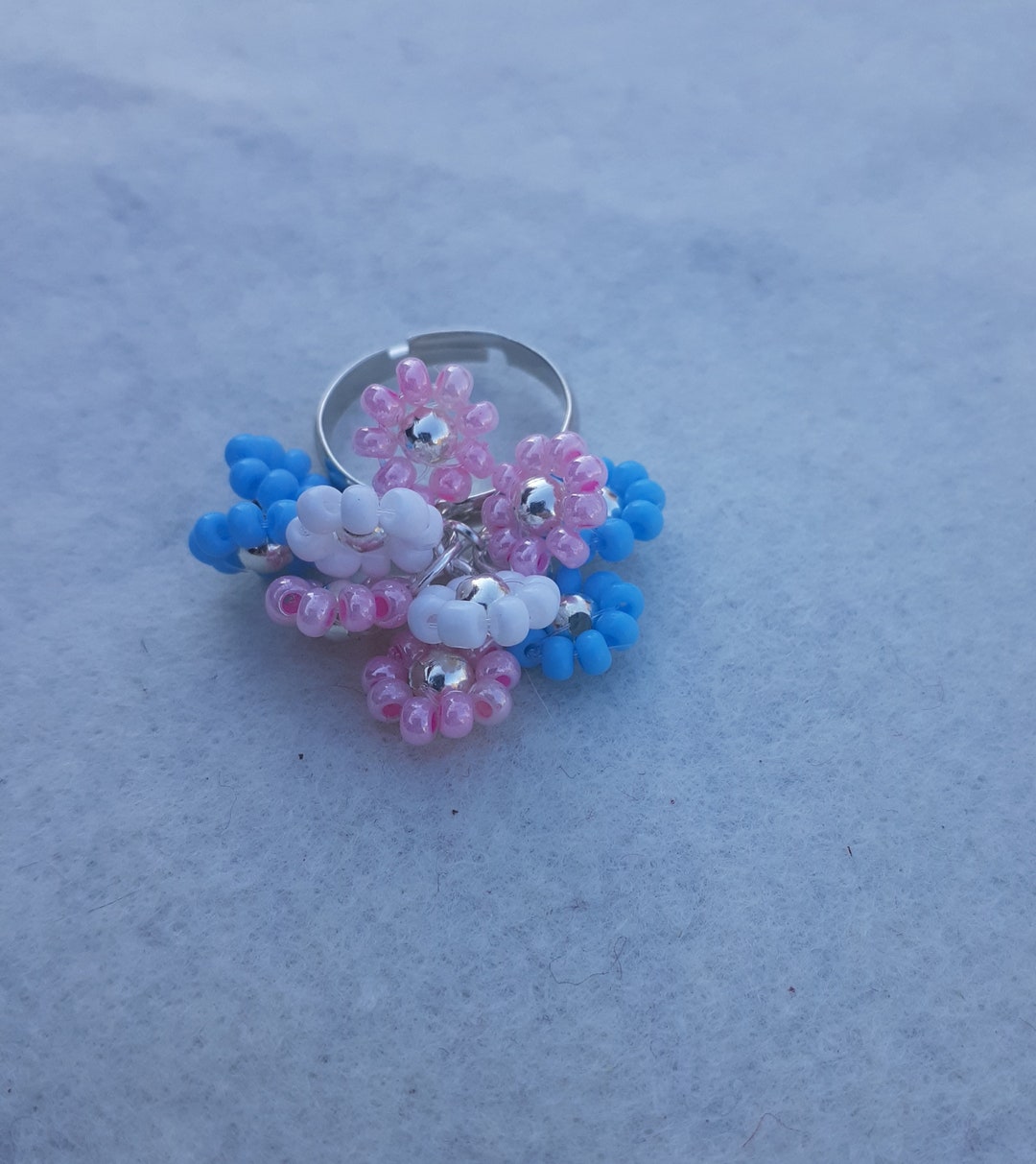 Beaded Bouquet Ring in Transgender Flag Colors - Etsy