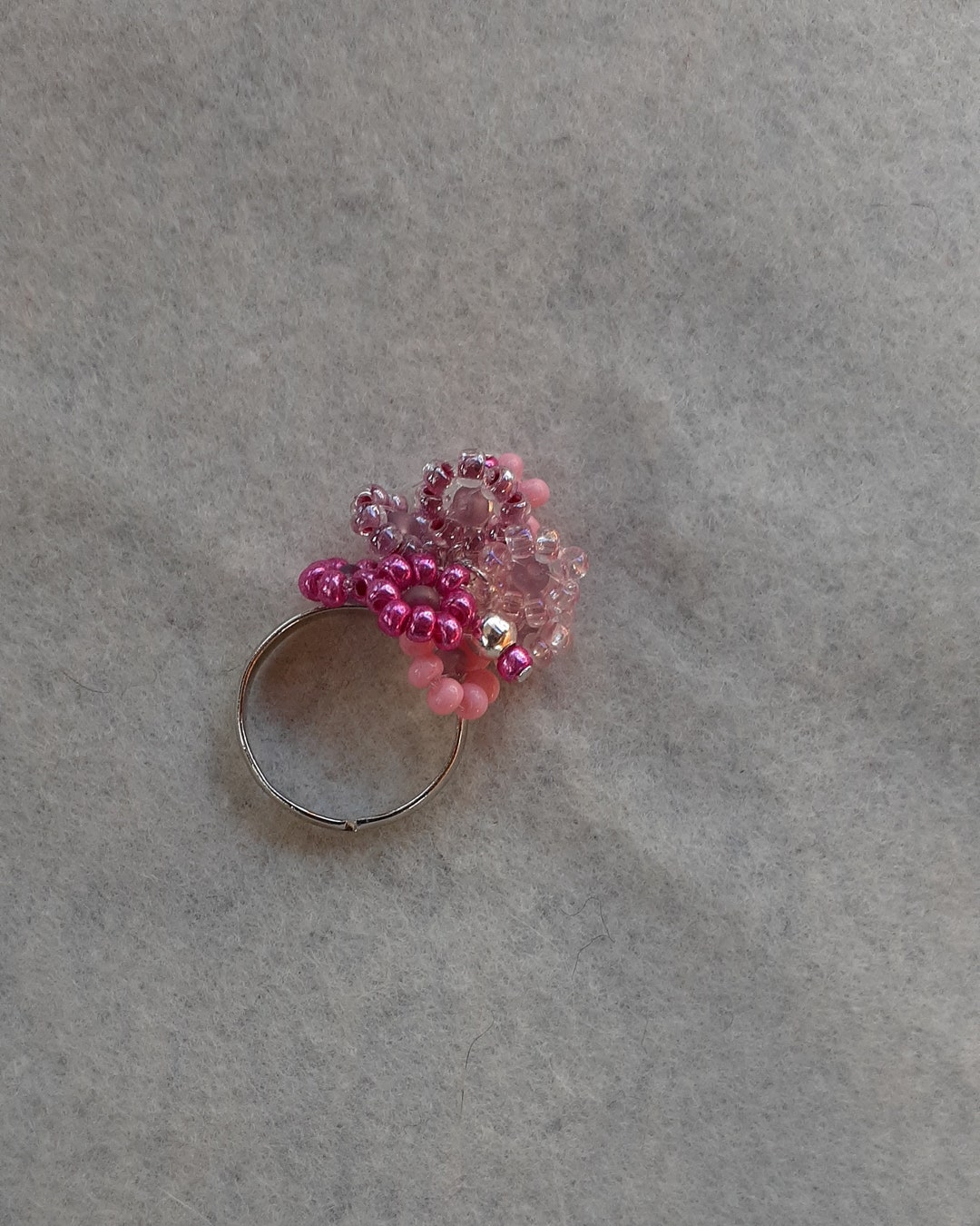 Beaded Flower Bouquet Ring in Shades of Pink - Etsy